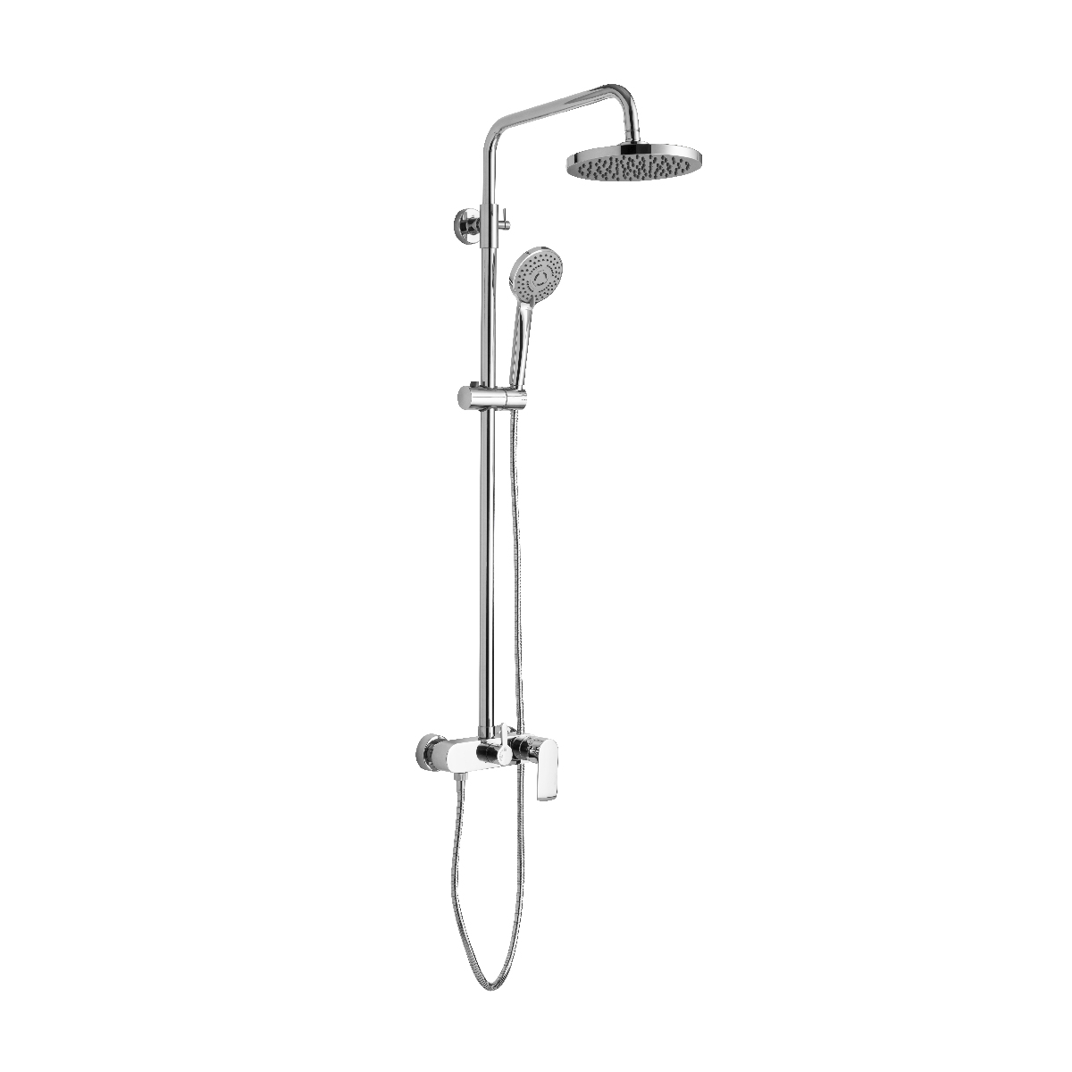 External single lever shower mixer with shower column, inox shower head ...