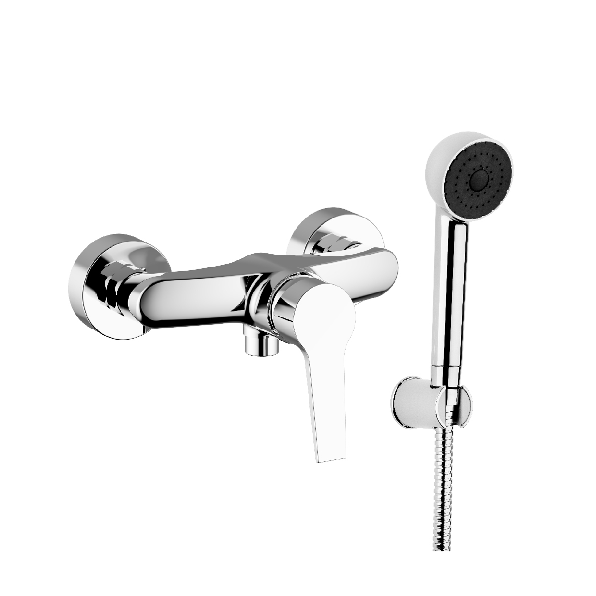 Single-lever external shower mixer with shower kit