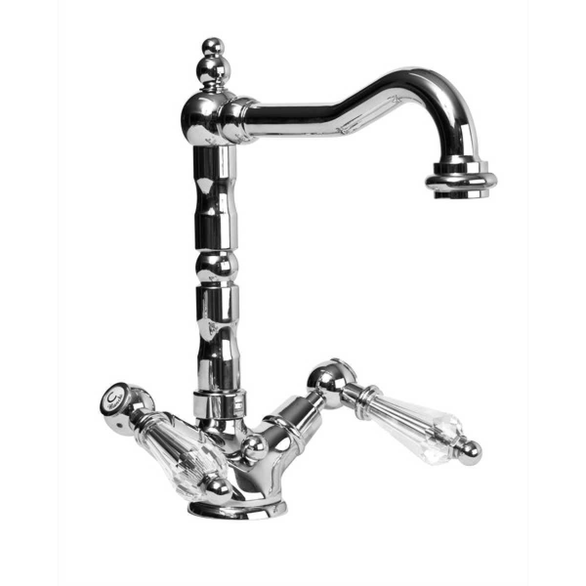 Single hole wash basin mixer with swivel spout, automatic pop-up waste ...